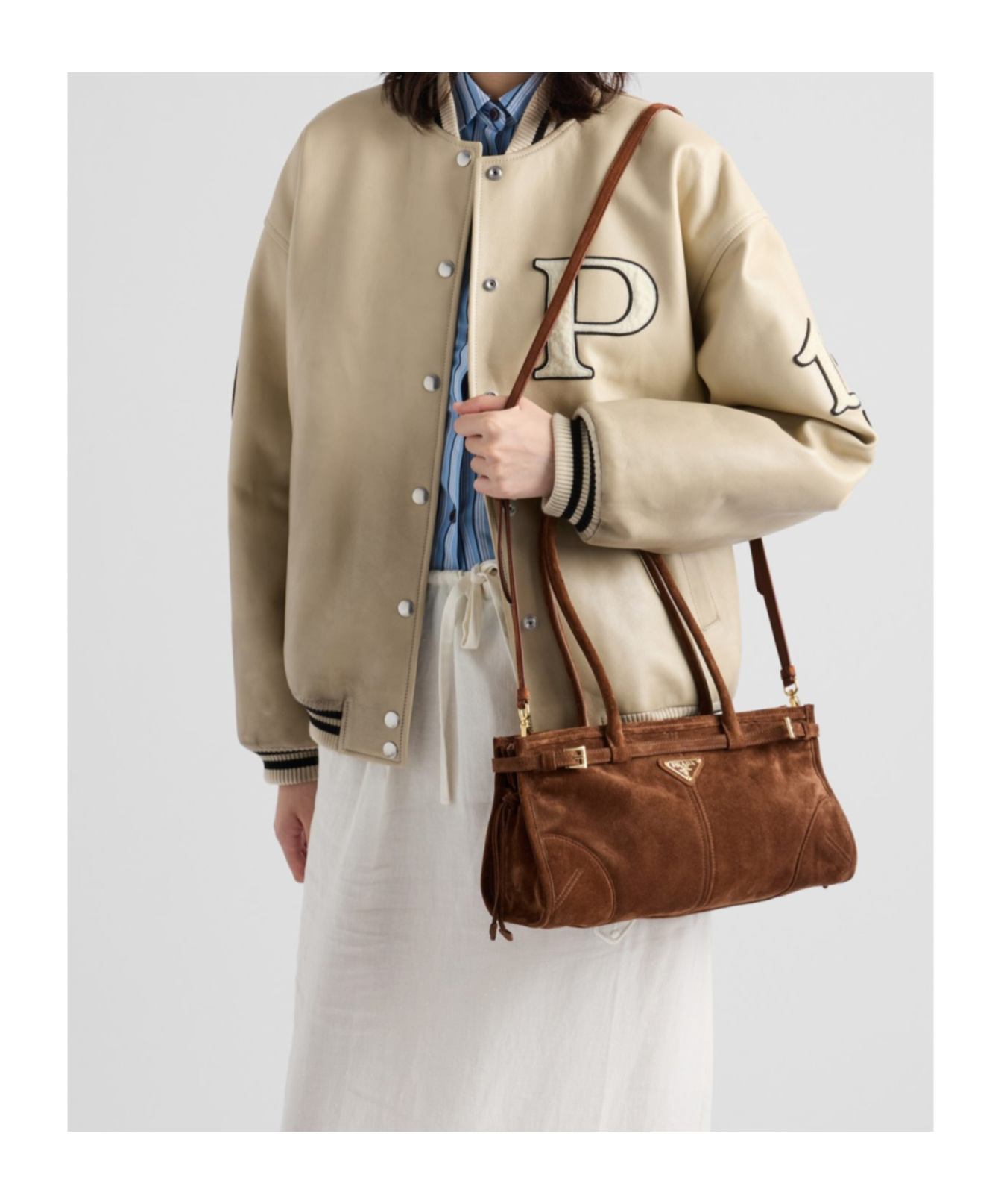 PRADA Prada Logo Plaque Belted Shoulder Bag